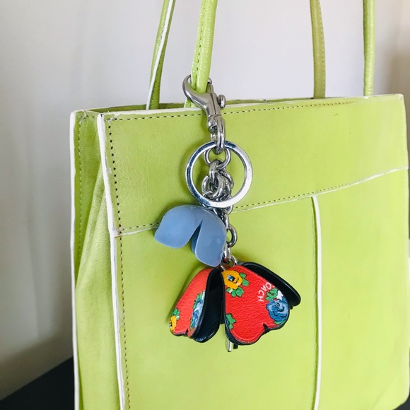 Coach | Bags | Coach Tea Rose Resin And Coated Canvas Floral Bag Charm ...